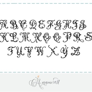 4 Sizes Ella Lorraine Vintage Damask Monogram, Machine Embroidery Font ...