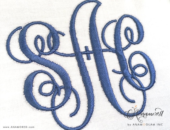 Interlocking Monogram Font Embroidery 2 Sizes Small French Fishtail