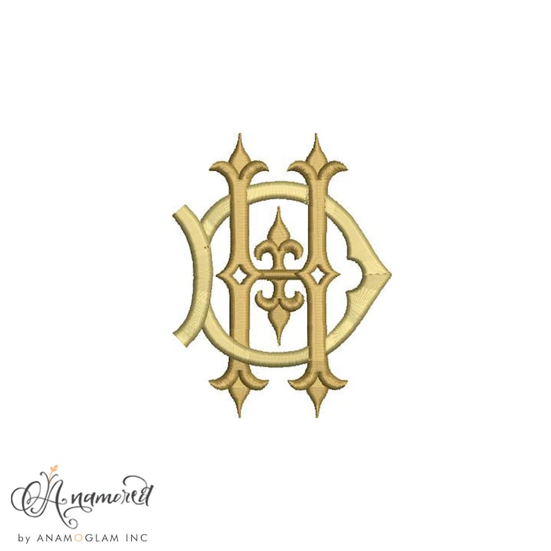 Interlocking D and H Embroidery Monogram Design for Machine - Etsy