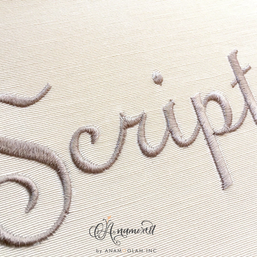 Upright Script & Monogram Embroidery Font. BX Font. 4 Sizes (1, 1.5, 2 ...