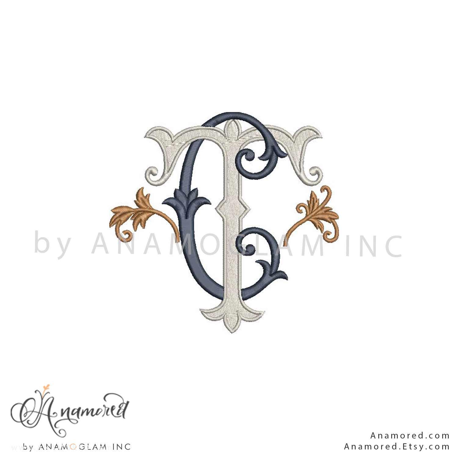 Interlocking C and T Embroidery Monogram for Embroidery Machine ...