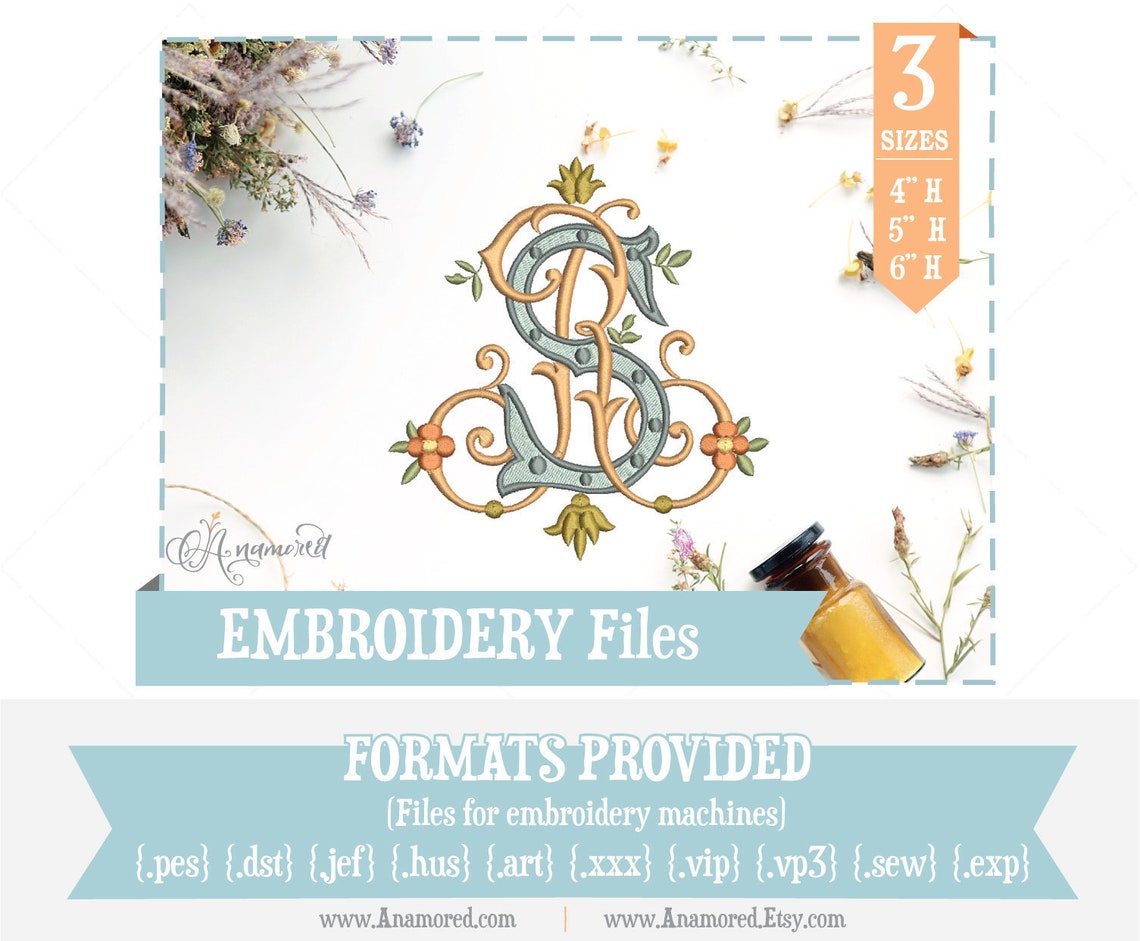 Interlocking S and R Monogram. Embroidery Design for - Etsy