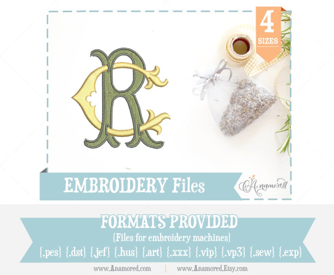 Interlocking C and R Embroidery Monogram for Embroidery | Etsy