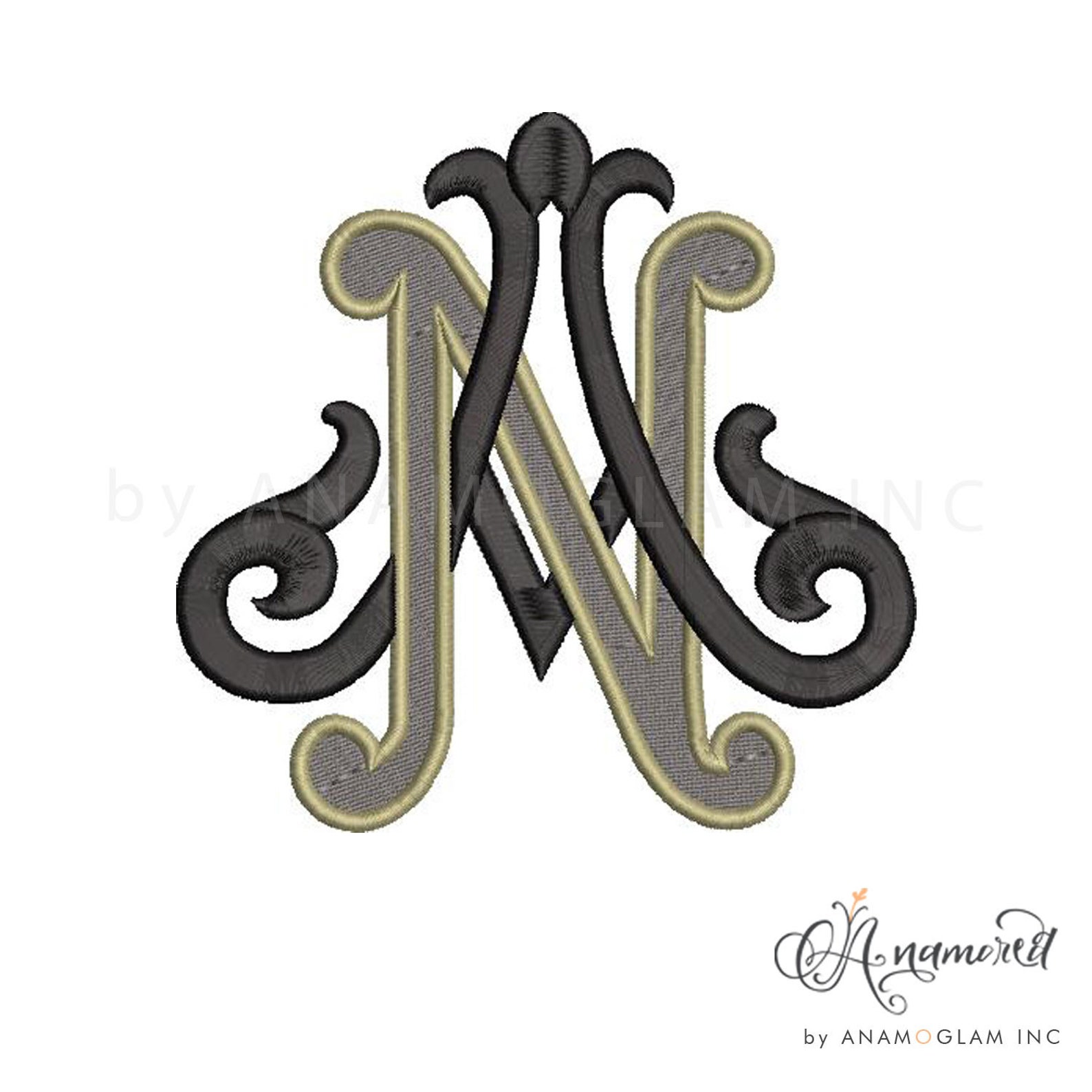 Interlocking A and N Embroidery Monogram Design for Machine - Etsy
