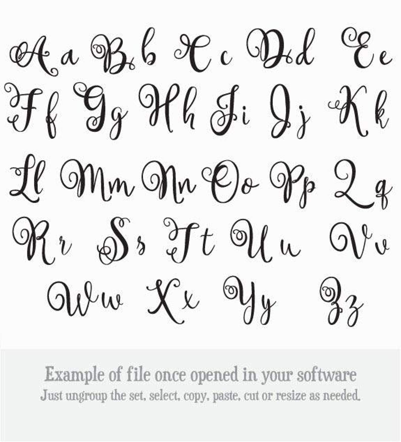Princess script Calligraphic Cuttable Vector Alphabet Design/ | Etsy