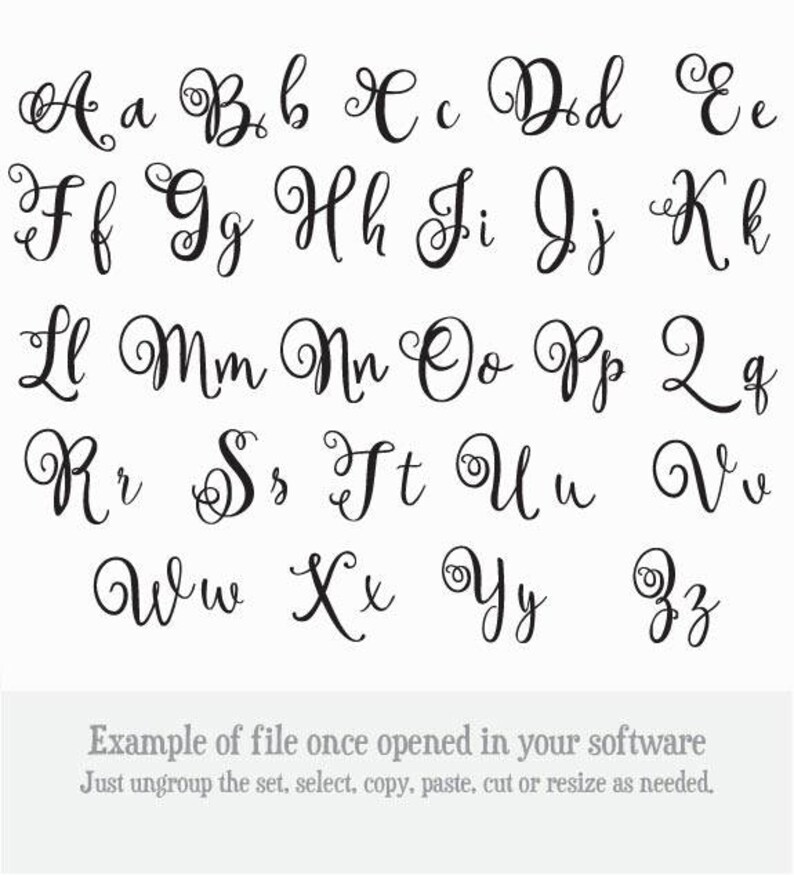 Princess script Calligraphic Cuttable Vector Alphabet Design/ | Etsy