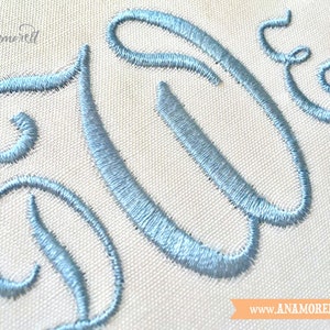 Upright Script & Monogram Embroidery Font. BX Font. 4 Sizes (1, 1.5, 2 ...