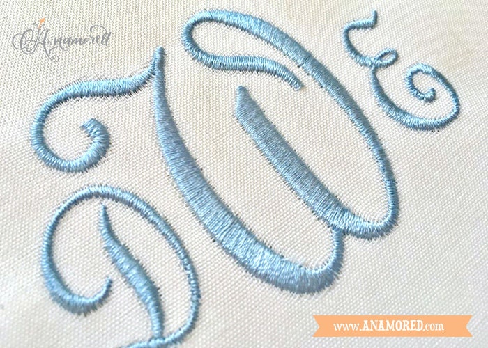 Upright Script & Monogram Embroidery Font. BX Font. 2 Sizes 1 | Etsy