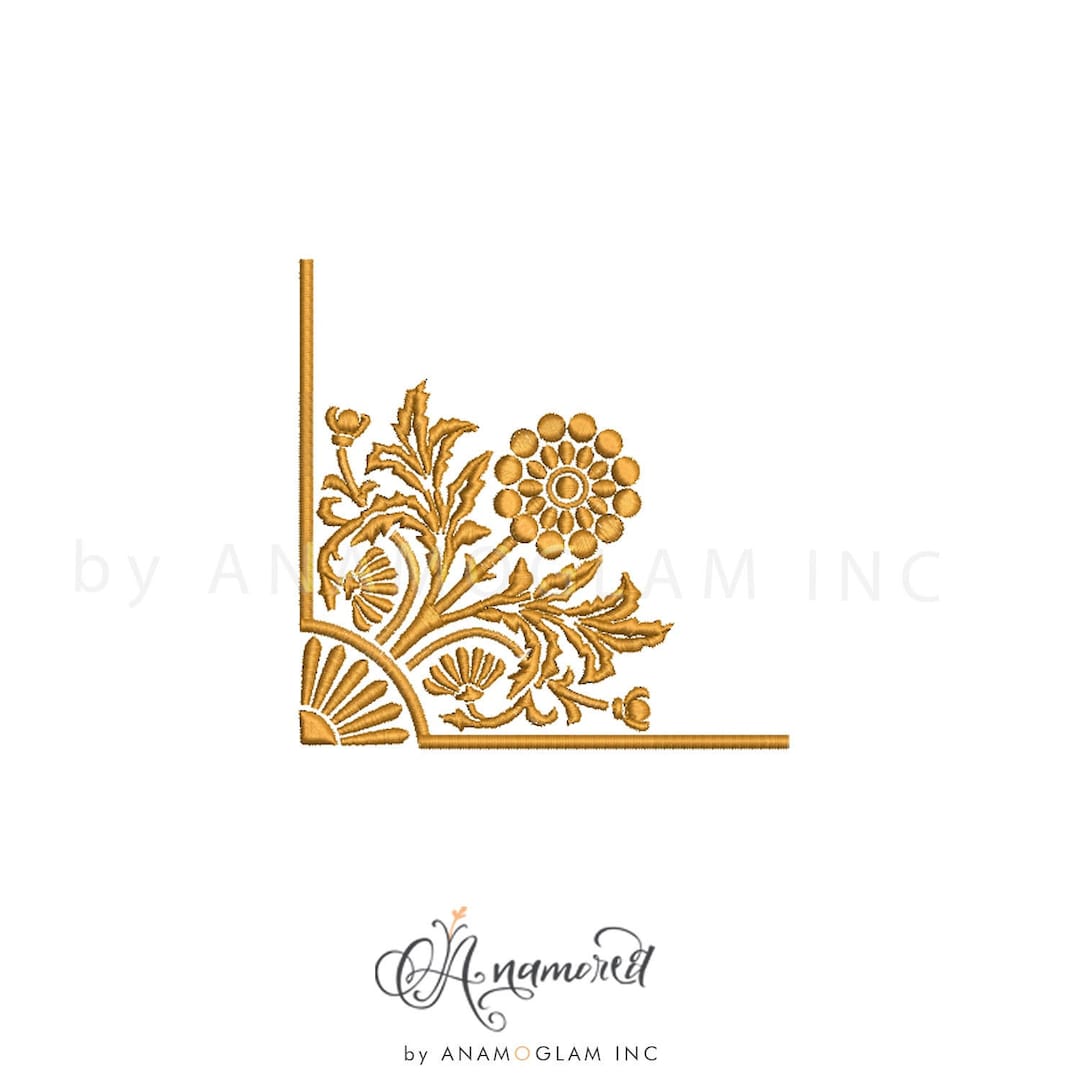 Floral Corner Embroidery Design, Instant Download for Embroidery ...