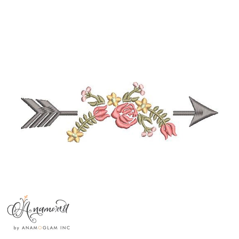 Arrow and Flowers/ Rose Embroidery Design for Embroidery - Etsy