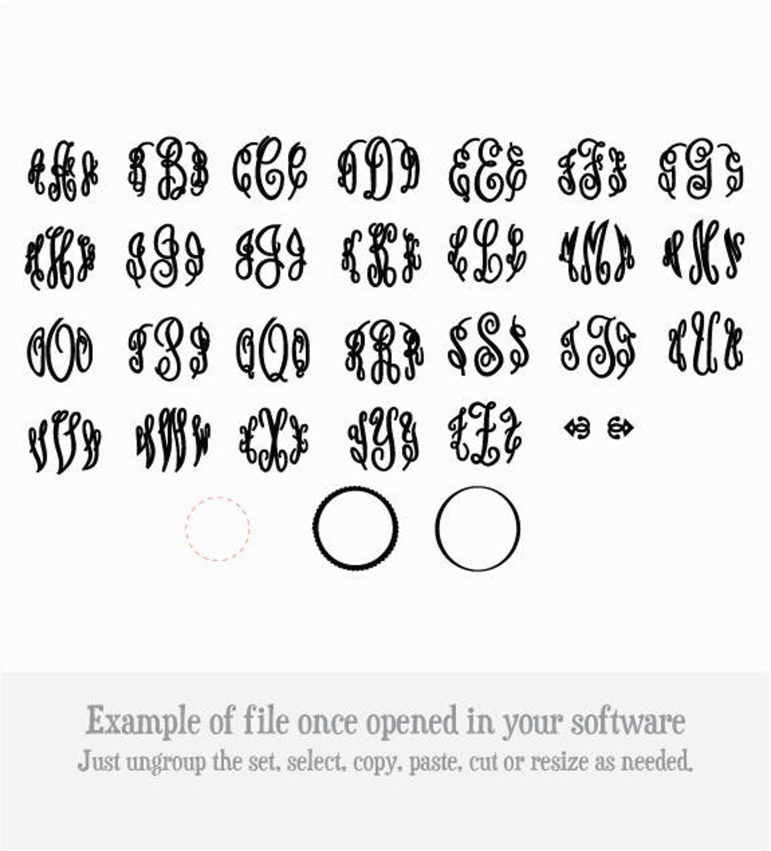 Fancy Circle BOLD Monogram Script / VECTOR Alphabet/Font: | Etsy