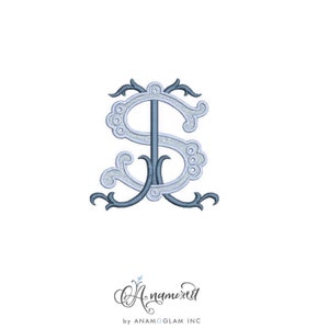 Interlocking S and I Embroidery Monogram Design for Machine Embroidery ...