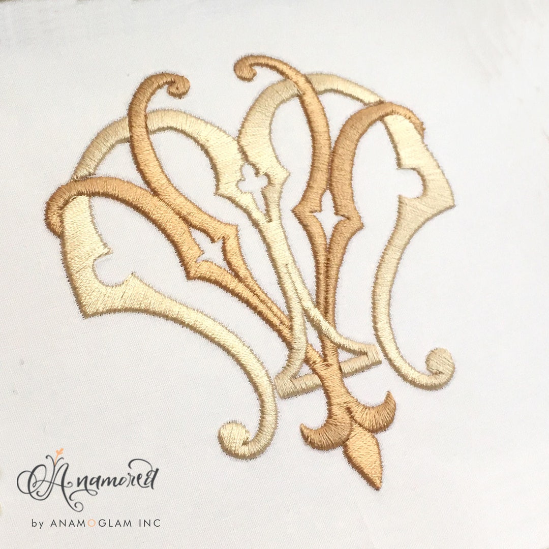 Interlocking Double M and V Embroidery Monogram Design for Machine ...
