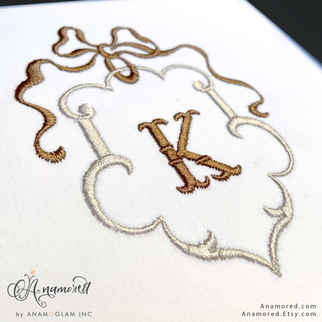 Bow Monogram Frame / Crest, Embroidery Design Pattern for Embroidery ...
