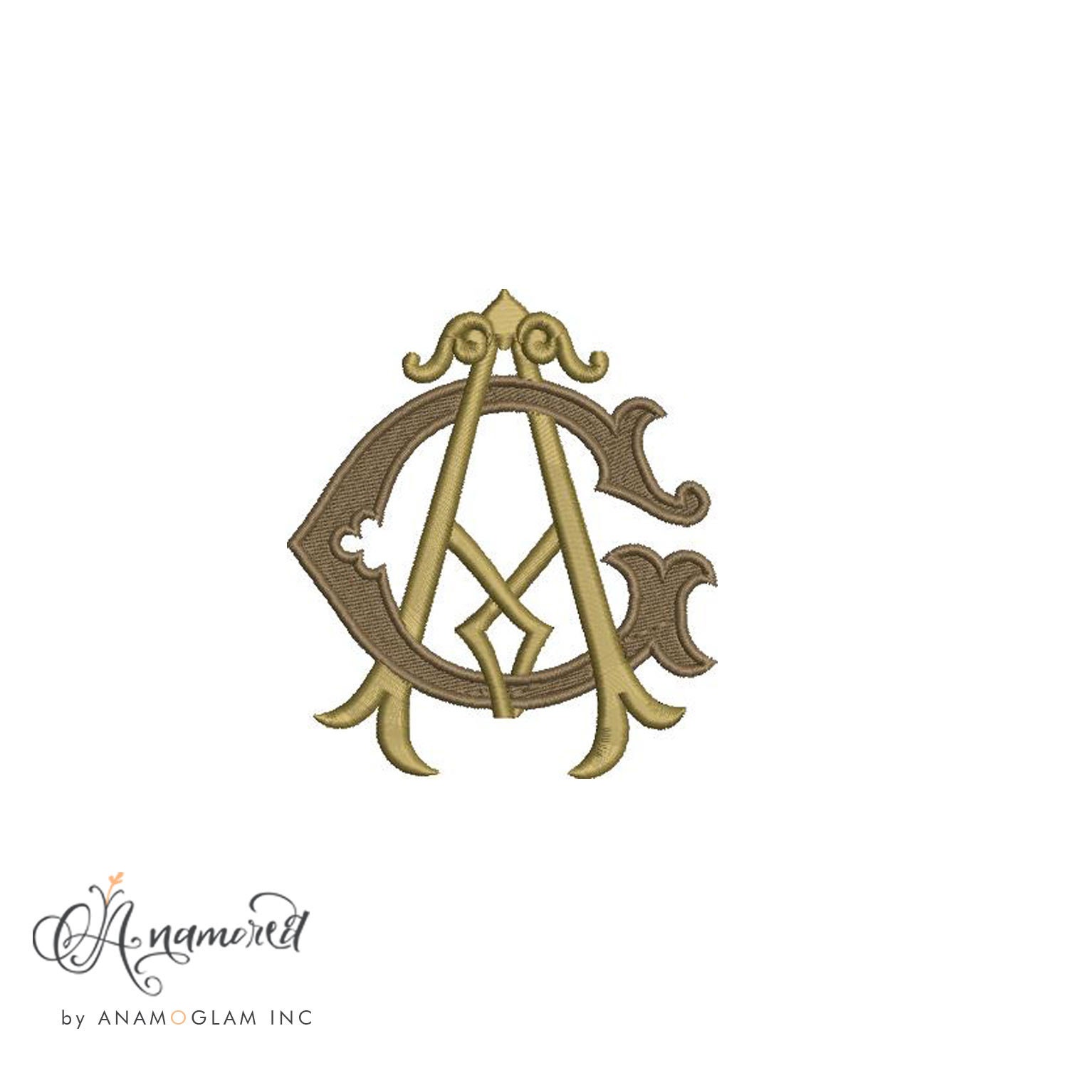 Interlocking A and G Embroidery Monogram Design for Machine Embroidery ...