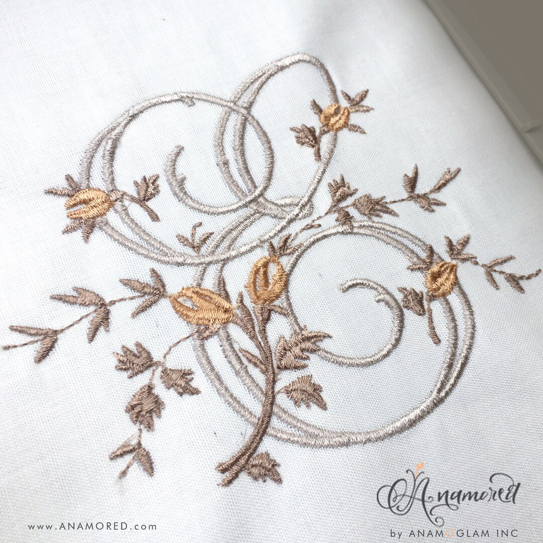 4" Fancy Floral Vine Monogram Embroidery Font for Embroidery Machine ...
