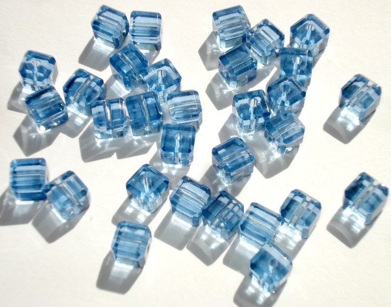 Blue Bevel Cube Crystal Glass Beads 6mm - Etsy