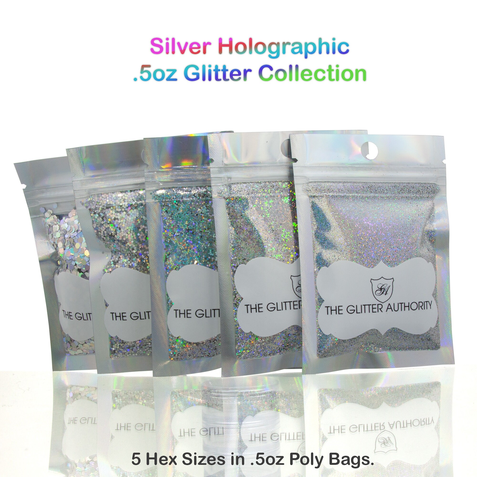 Silver Holographic Collection in 5 Hex Sizes Available in 2 | Etsy