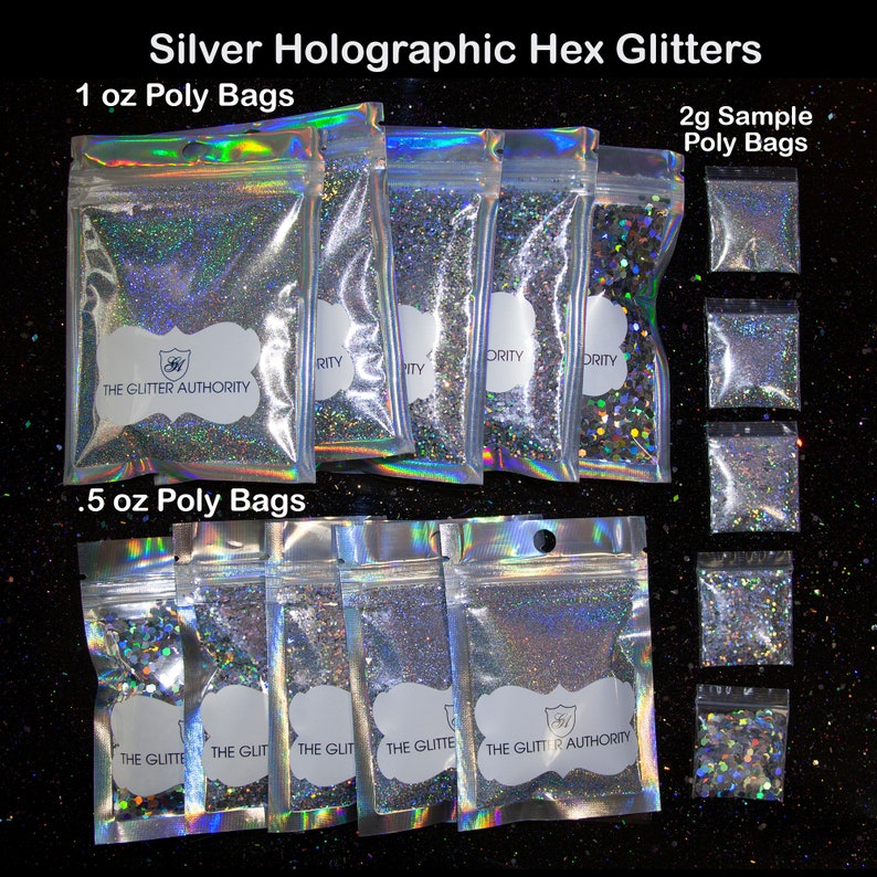 Silver Holographic Collection in 5 Hex Sizes Available in 2 | Etsy