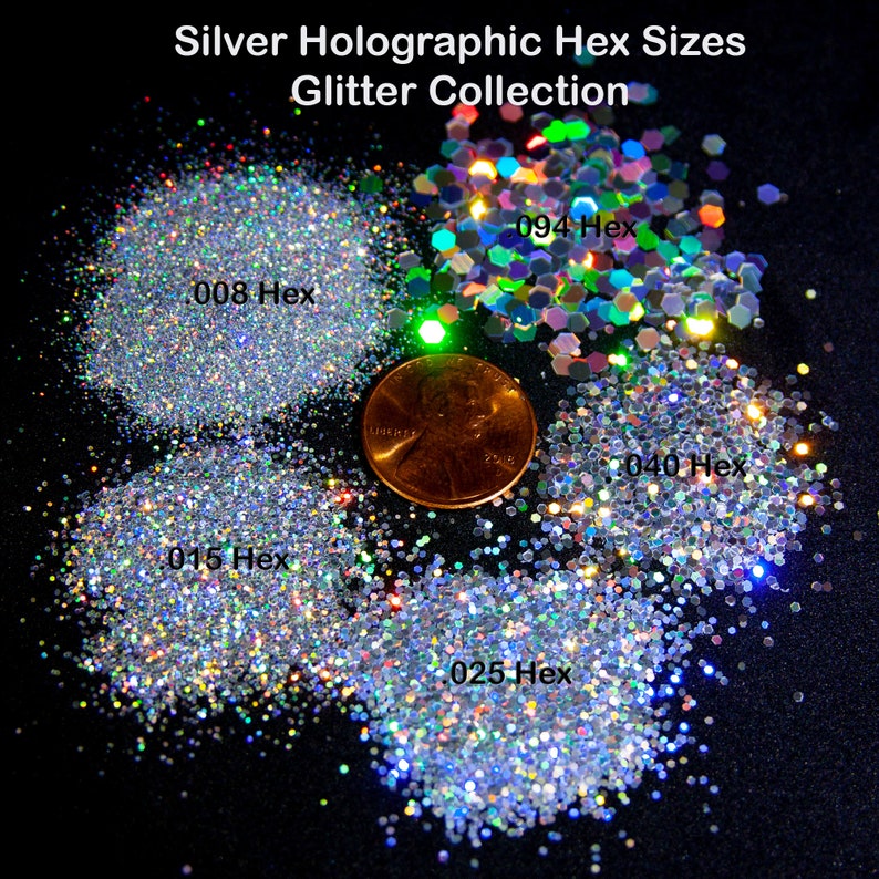 Silver Holographic Collection in 5 Hex Sizes Available in 2 | Etsy