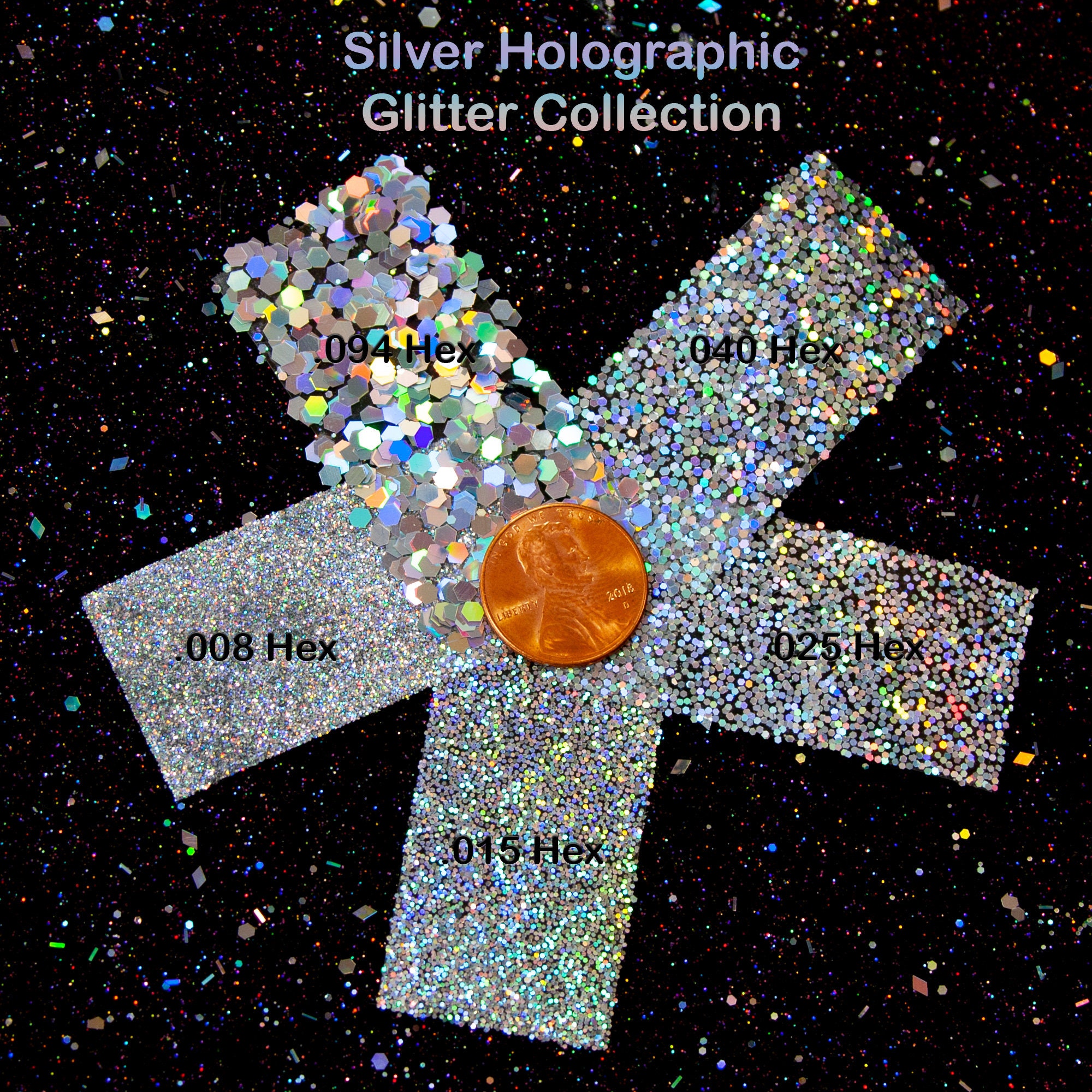 Silver Holographic Collection in 5 Hex Sizes Available in 2 | Etsy