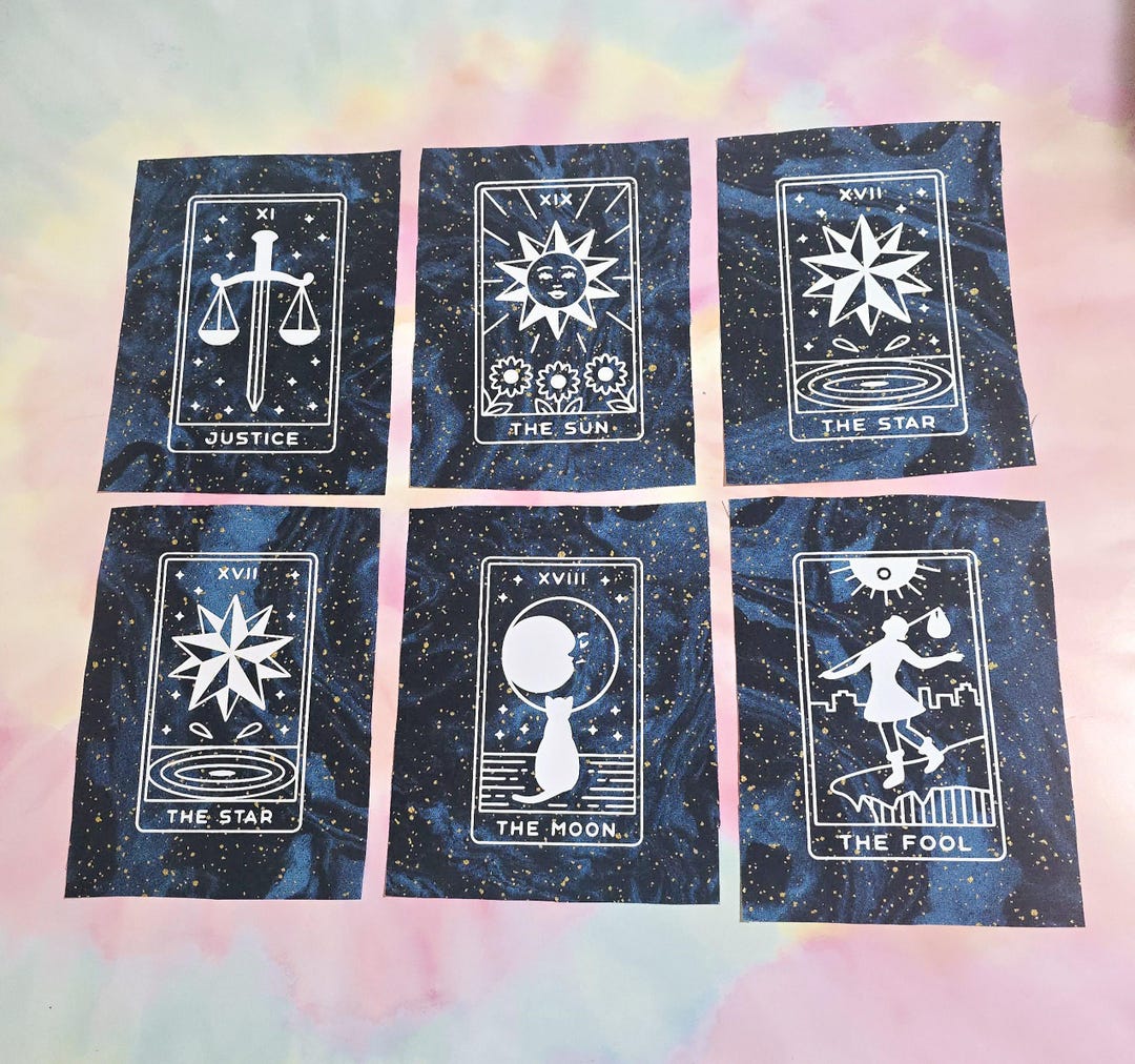 Choose Your Tarot Card Cloth Patch // Blue Starry Fabric - Etsy