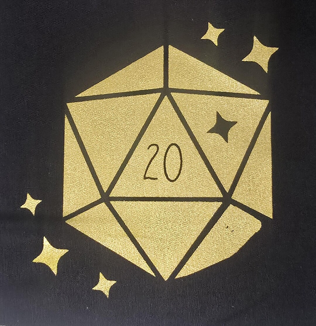 D20 RPG Gamer Cloth Patch / Gold Ink - Etsy