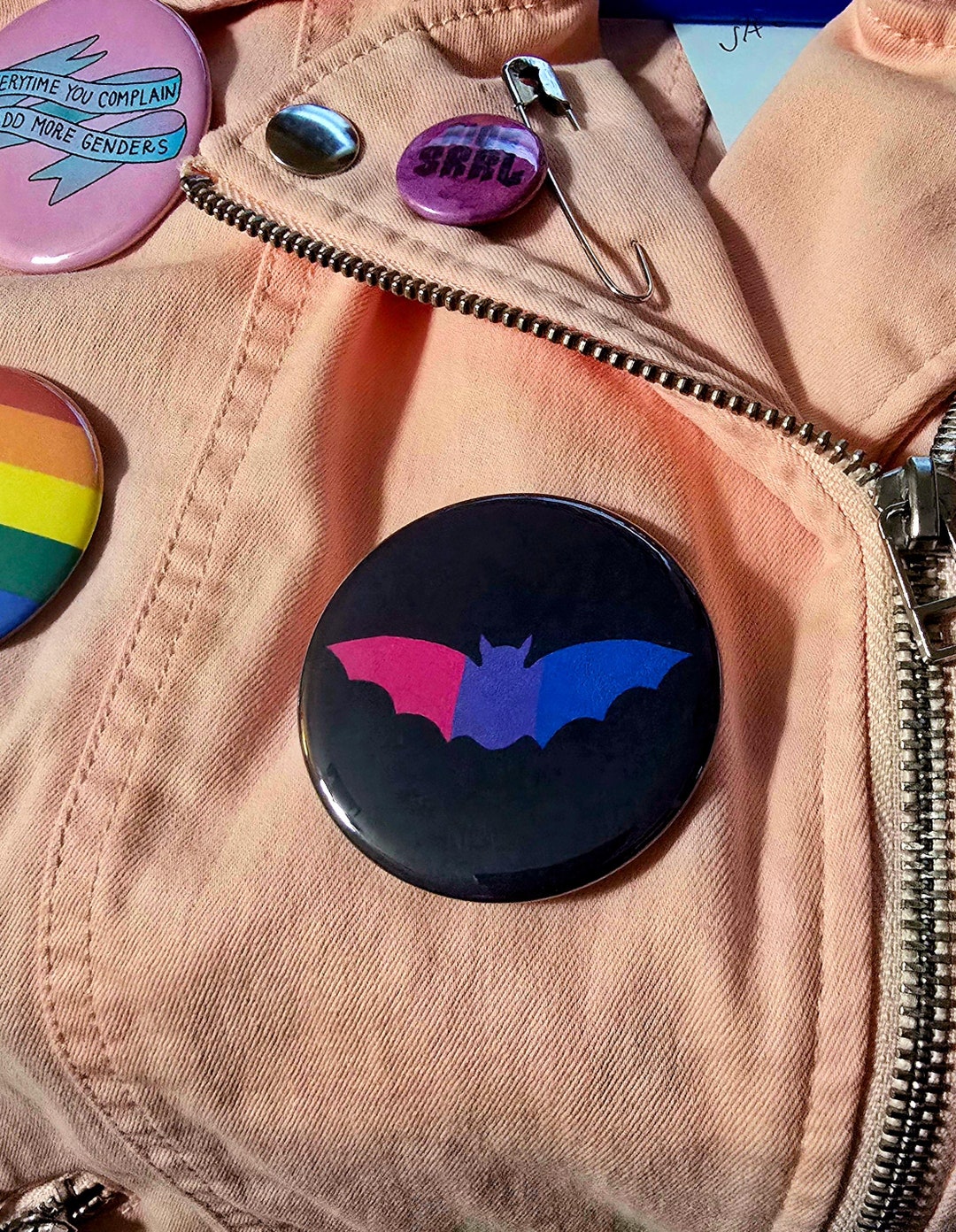 Bi Pride Bat Button - Etsy