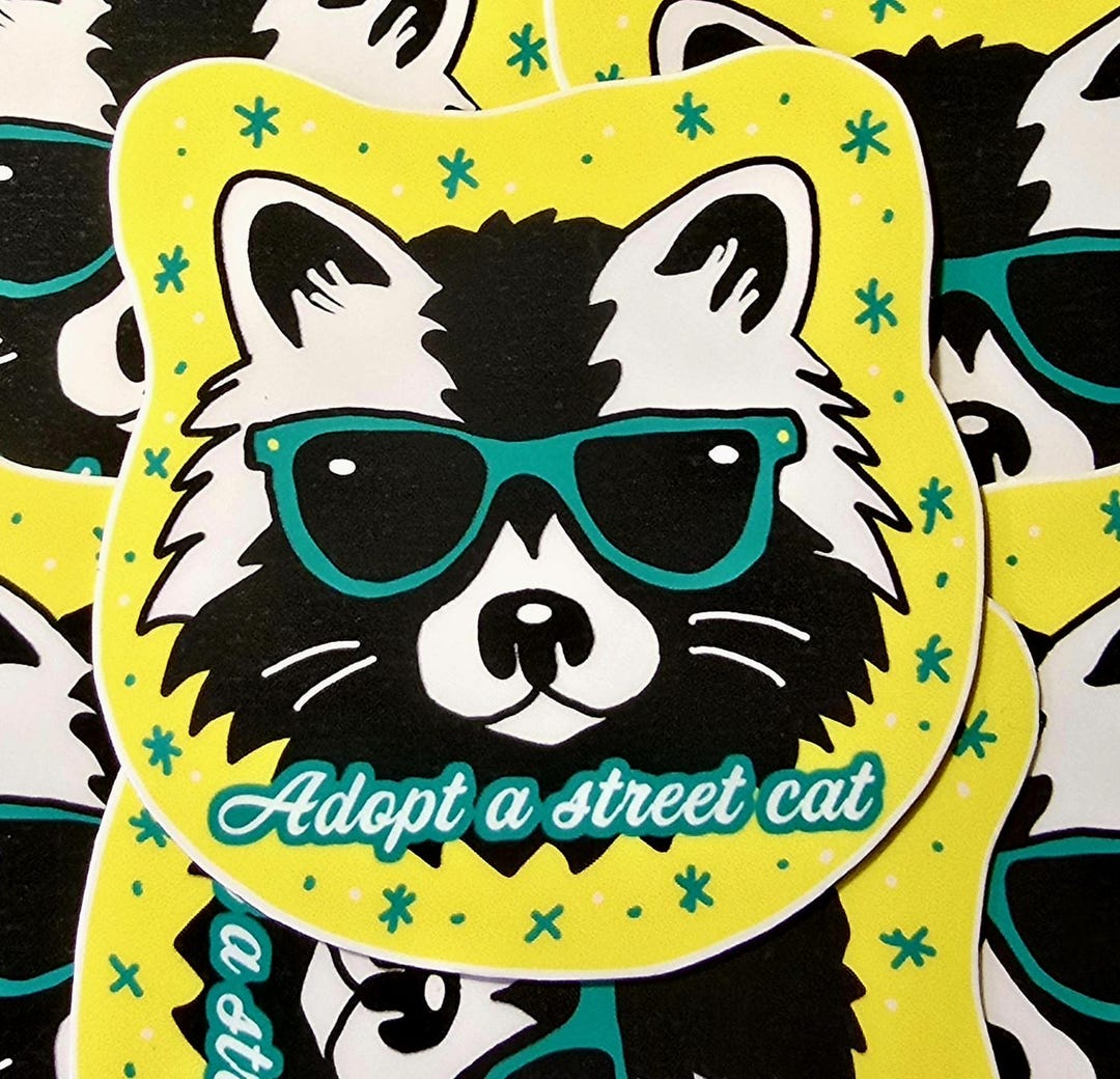Adopt A Street Cat Sticker - Etsy