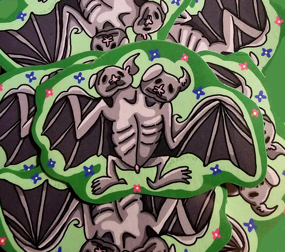 Two Headed Bat // Oddities Series - Etsy