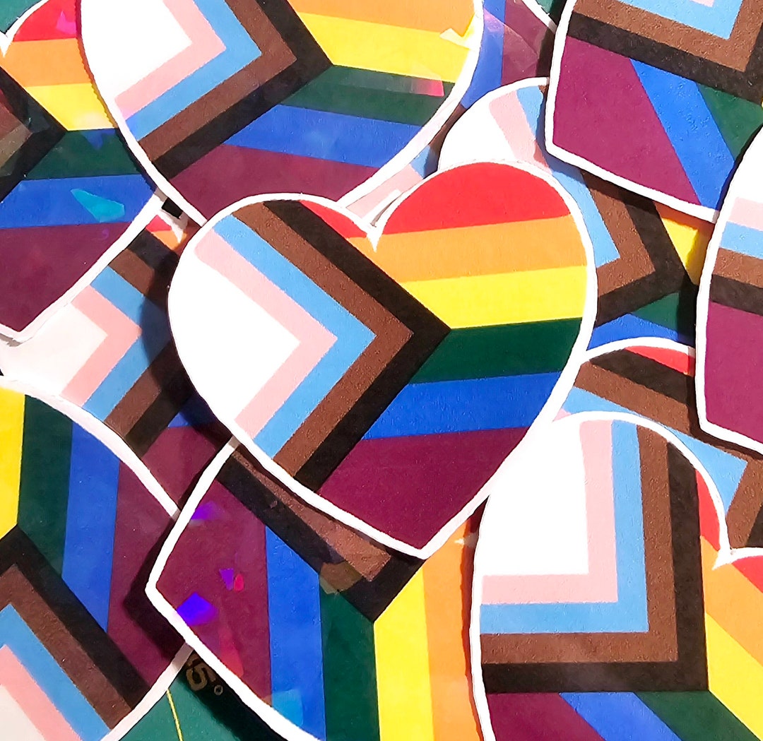 Progressive Pride Flag Heart Sticker - Etsy