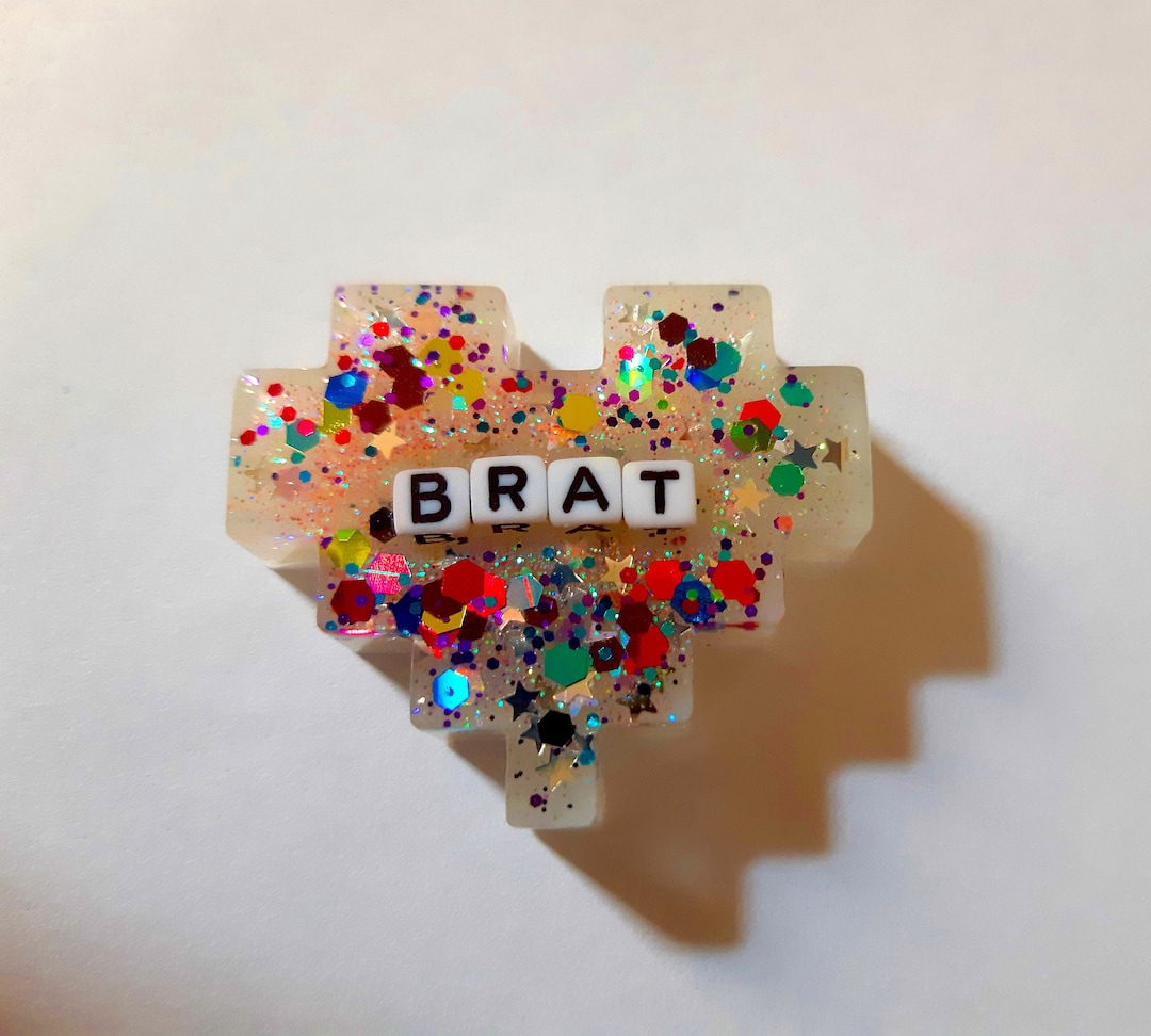 Pastel Pink Brat Glitter Brooch - Etsy
