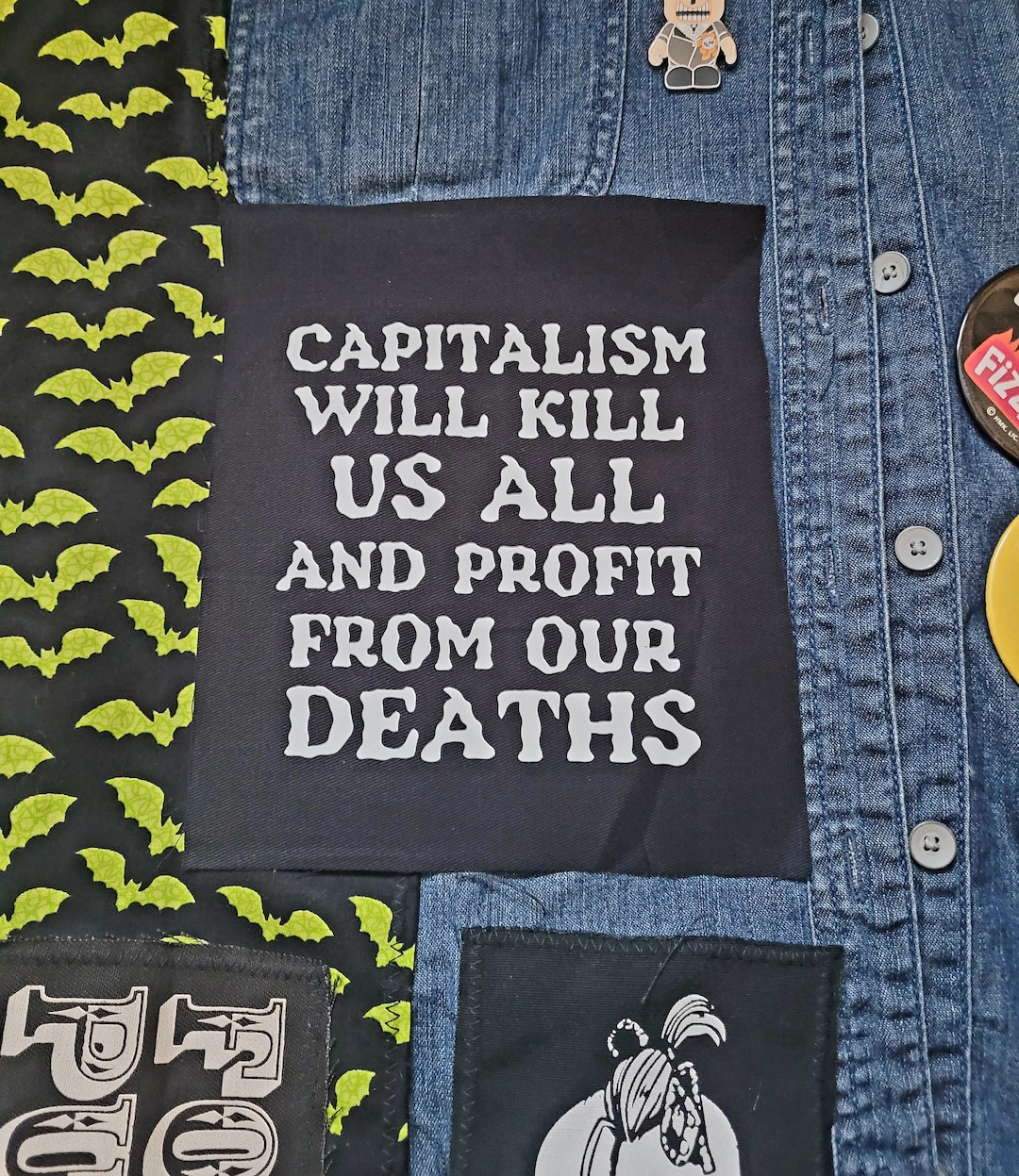 Punk Patches Capitalism Kills Small Cloth Patch // Activist Patch - Etsy