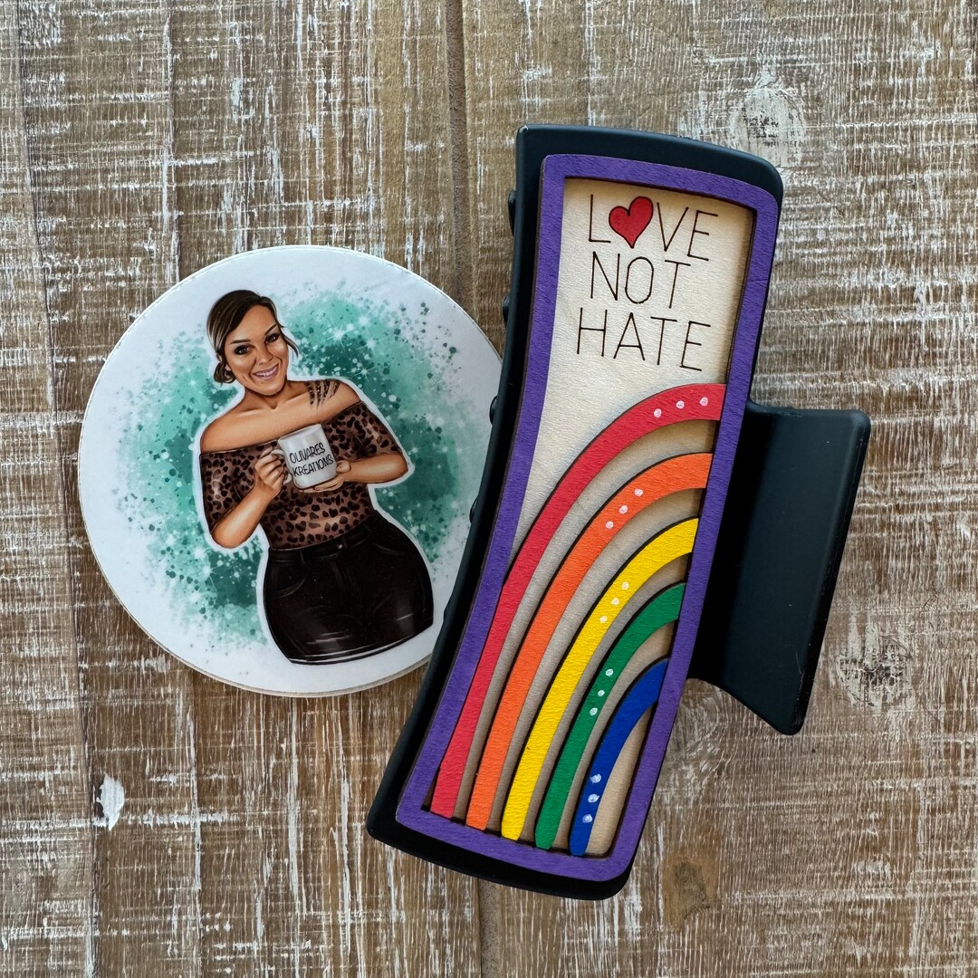 4 Love Not Hate Claw Hair Clip - Etsy