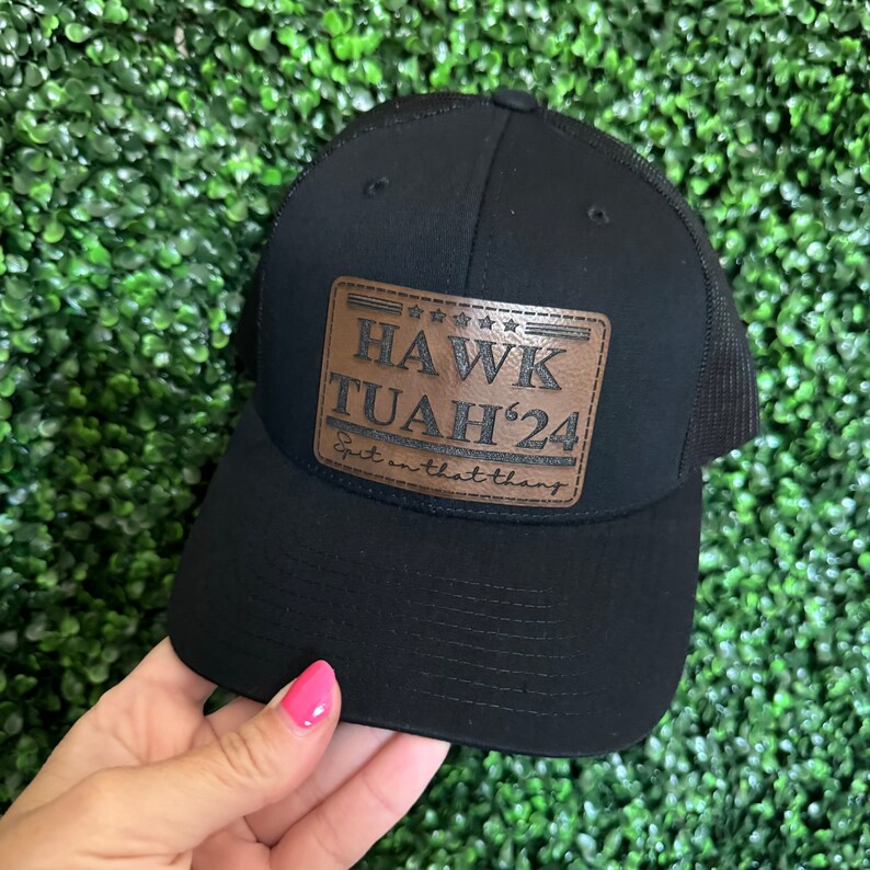 Hawk Tuah Leather Patch Trucker Hat - Etsy