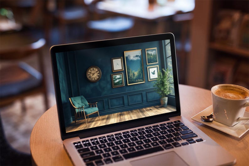 Zoom Background Blurred Navy Blue Virtual Office Home Office Neutral ...