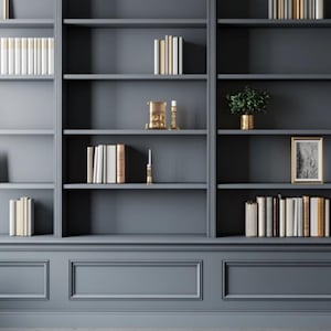 Gray Zoom Background Modern Aesthetic Modern Home Office Bookshelves ...