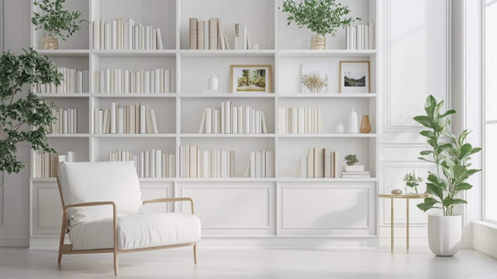 Neutral Zoom Background Modern Aesthetic White Modern Home Office Wall ...