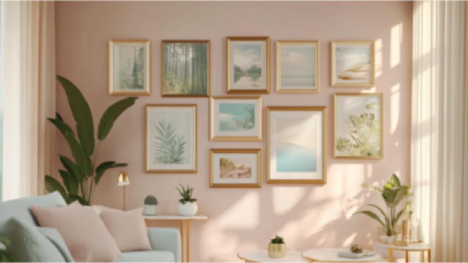 Neutral Zoom Background Modern Aesthetic Pink Modern Home Office Wall ...