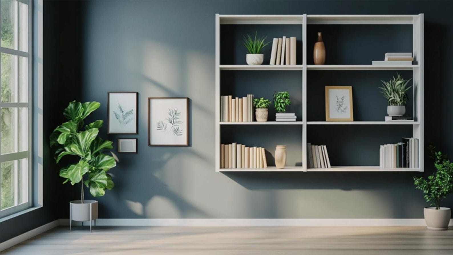 Neutral Zoom Background Modern Aesthetic Modern Home Office Wall ...