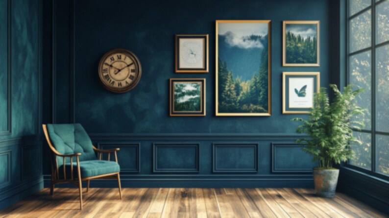 Zoom Background Blurred Navy Blue Virtual Office Home Office Neutral ...