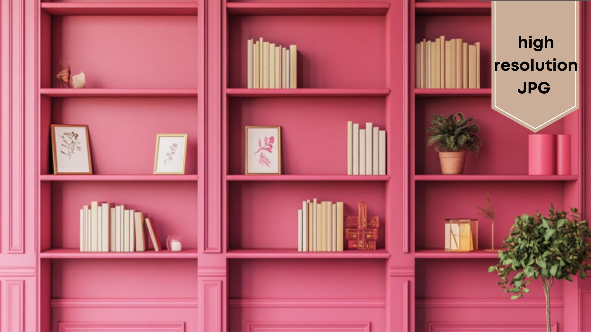 Zoom Background Modern Aesthetic Bright Home Office Bookshelf ...