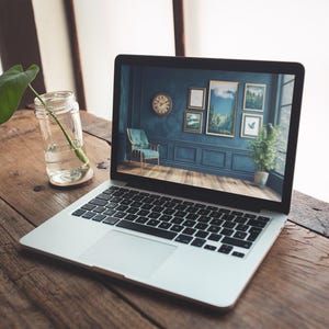 Zoom Background Blurred Navy Blue Virtual Office Home Office Neutral ...