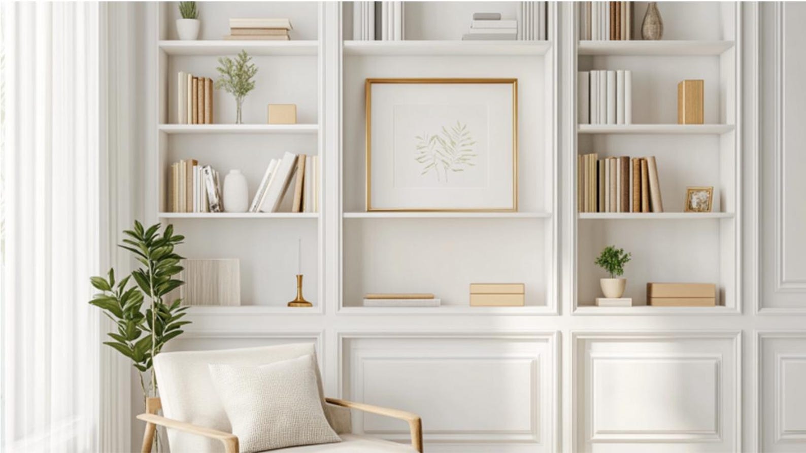 Neutral Zoom Background Modern Aesthetic Modern Home Office Wall ...