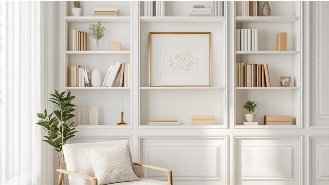 Neutral Zoom Background Modern Aesthetic Modern Home Office Wall ...