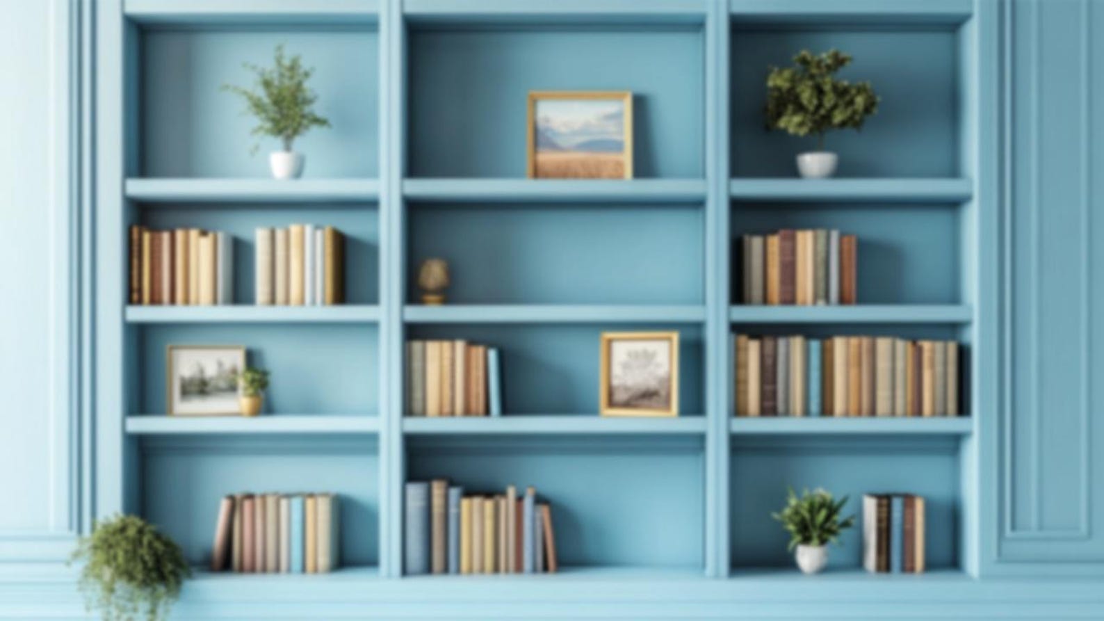 Neutral Zoom Background Modern Aesthetic Blue Modern Home Office Wall ...