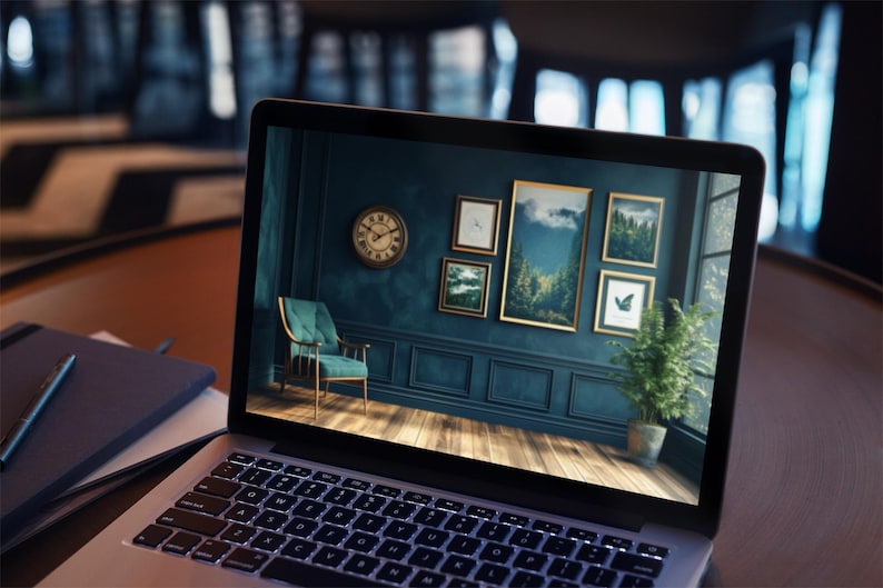 Zoom Background Blurred Navy Blue Virtual Office Home Office Neutral ...