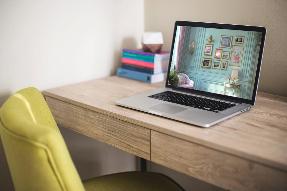Blurred Video Call Background Virtual Office Home Office Neutral Blue ...