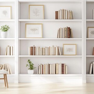 Neutral Zoom Background Modern Aesthetic White Modern Home Office Book ...