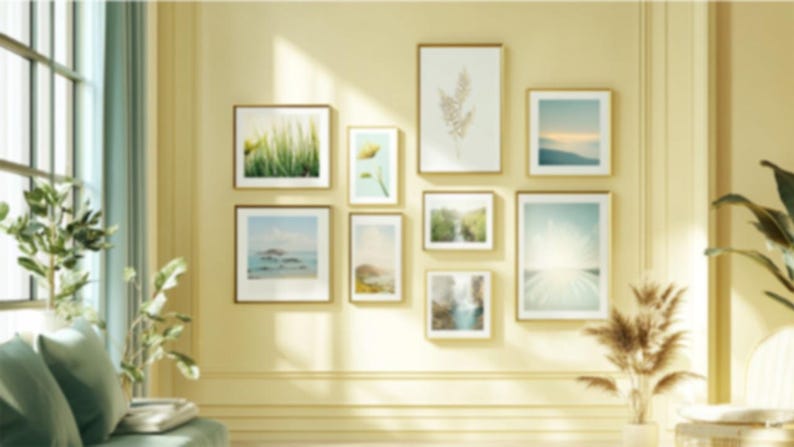 Neutral Zoom Background Modern Aesthetic Yellow Modern Home Office Wall ...